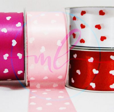 Listón Estampado Mini Corazones 1-1/2″ 25 yds – Mundo del Liston