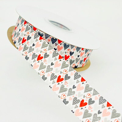 Listón Estampado Corazón Bicolor Blanco/Multi 7/8″ 25 yds – Mundo del ...
